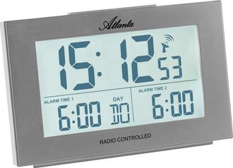 Atlanta Mocassin Funkwecker Digital 2 Weckzeiten Temperatur Luftfeuchtigkeit Licht Snooze - 1889/19