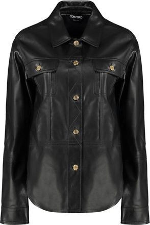 Tom Ford Femme, Vestes, Noir, Taille: 38 FR Chemise Veste Boutonn&eacute;e en Cuir