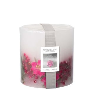 Stoneglow Natures Gift Duftkerze mit natürlichem Wachs verziert - Verschiedene Designs - Pink Pepper Flowers