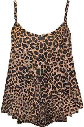 WearAll D&eacute;bardeur sans manches &agrave; bretelles pour femme - Grande taille - 44-50, Motif l&eacute;opard Marron, 48/50/Grande taille