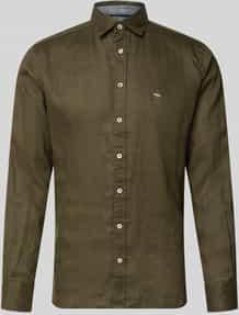 Fynch-Hatton Slim Fit Leinenhemd mit Haifischkragen
