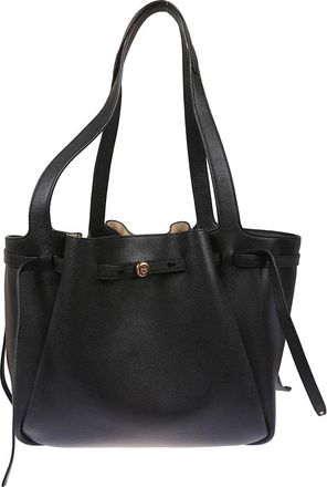 Tory Burch Femme, Sacs, Noir, Taille: ONE Size Sac de shopping en cuir noir avec bouton magnétique