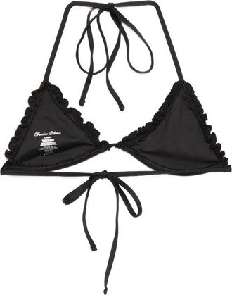 Frankies Bikinis Triangle with Ruffle Trim Bikini Top - Black