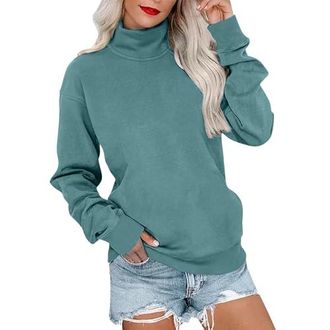 Generic 2026 Sweat-shirt uni confortable pour femme - Haut à col rond - Sweat-shirt en polaire avec chemises à manches longues - Pull mignon - Vêtements de sp