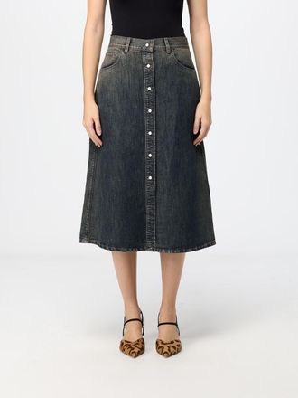 Fendi Jupe midi &eacute;vas&eacute;e taille haute en denim de coton &agrave; 5 poches