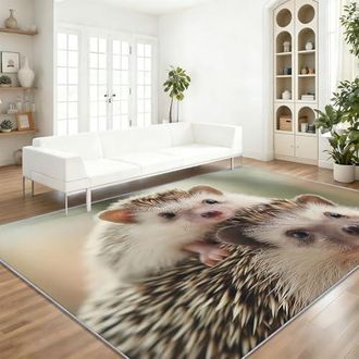 Generic Tapis &agrave; Motif Adorables Petits H&eacute;rissons Grand Antid&eacute;rapant &agrave; Poils Courts Doux Chambre Poil Ras de Sol Brun, 120 x 180 cm