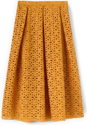 Motivi Femme, Jupes, Jaune, Taille: 44 FR Jupe pliss&eacute;e en dentelle macram&eacute;