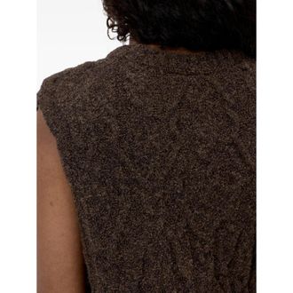 Closed Wool-Blend Knit Vest - Brown