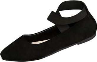 Generic Chaussures plates confortables et d&eacute;contract&eacute;es pour femme, couleur unie, &eacute;l&eacute;gantes, classiques, l&eacute;g&egrave;res, sangles de cheville &eacute;lastiques, ballerines, 