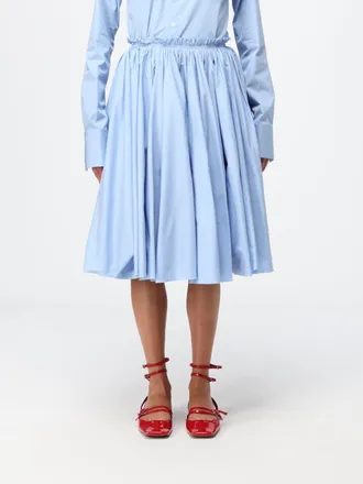 Ami Mini-jupe pliss&eacute;e en coton &agrave; taille haute et &eacute;lastiqu&eacute;e