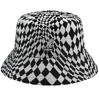 Kangol Chapeau en Tissu Warped Check Bucket Homme/Femme - de Peche Ete Printemps-ete - L (58-59 cm) Noir-Gris