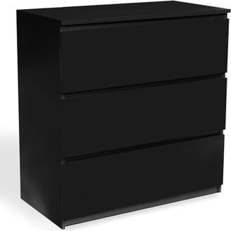 IDMarket Commode 3 tiroirs TOMI 78 cm Bois Noir