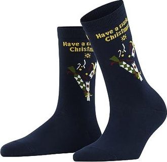 Burlington X-Mas Cracker W SO coton motif fantaisie 1 paire, Chaussettes Femme, Bleu (Marine 6120), 36-41