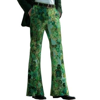 Generic Pantalon &eacute;vas&eacute; pour homme - Style r&eacute;tro ann&eacute;es 60 et 70 - Coupe d&eacute;contract&eacute;e - Coupe classique et confortable - Jambe large - Costume de la Saint-Patr