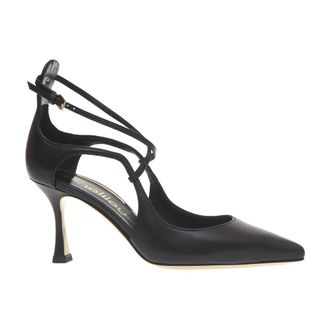 Ninalilou Femme, Chaussures, Noir, Taille: 38 EU Talons en cuir noir avec conturini