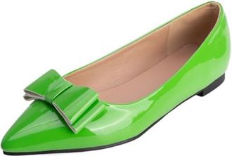 SJJH Ballerines pointues avec noeud | Talon plat de 1 cm pour femme | Design &agrave; enfiler en cuir synth&eacute;tique | Semelle antid&eacute;rapante pour le travail et la vi