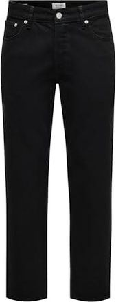 Only & Sons Onsedge Straight Box Tai DNM Cbo Noos, Jean Noir, 33W / 32L Hommes