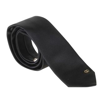Valentino Garavani Homme, Accessoires, Noir, Taille: ONE Size Valentie Cravate en soie avec d&eacute;tail de la signature VLogo