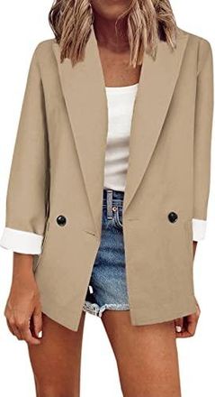 Generic Vestes d&eacute;contract&eacute;es pour femmes 2026 avec poche drap&eacute;e sur le devant, kaki, L