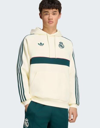 adidas adidas Performance - Real Madrid Originals - Kapuzenpullover in Elfenbeinwei&szlig;