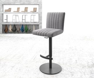 DELIFE Barstuhl Luiga-Flex Strukturstoff Hellgrau Drehfu&szlig; h&ouml;henverstellbar Metall, Barst&uuml;hle