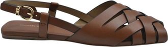 Michael Kors Femme, Chaussures, Brun, Taille: 37 1/2 EU Irene Sandale Slingback en Cuir Tress&eacute;