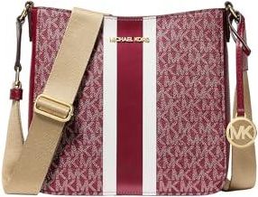 Michael Kors Jet Set Small Signature Logo Stripe Crossbody Bag Cherry