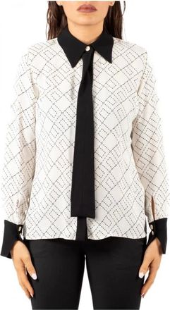 Elisabetta Franchi Femme, Blouses et Chemises, Blanc, Taille: 42 FR Georgette Blouse