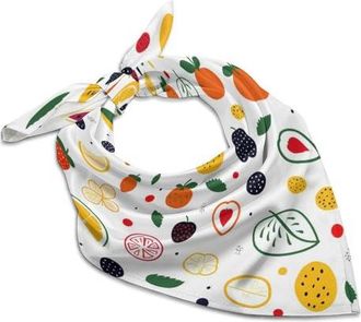 Generic Écharpe carrée en soie légère motif fruits citron fraise écharpe pour cheveux respirant cadeau pour homme et femme, multicolore, 60x60cm