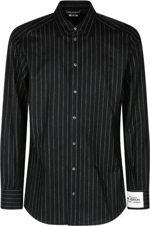 Dolce & Gabbana Homme, Chemises, Noir, Taille: XL Chemise &agrave; Rayures Noires Col Classique