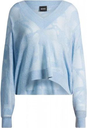 HUGO BOSS Femme, Pulls, Bleu, Taille: 38 FR Pull col V Fenarte