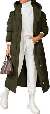 Generic Manteau matelass&eacute; long pour femme, veste matelass&eacute;e dhiver &agrave; capuche et manches longues