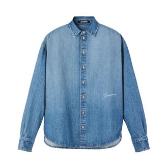 Jacquemus Denim-Hemd mit gesticktem Logo - - Shirts - Herren - Blau - S
