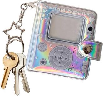 Generic Porte-cl&eacute;s pour album - Joli petit r&eacute;tro double face, breloque photo portable, mini album photo, cadeau souvenir facile &agrave; utiliser | Famille, enfants,