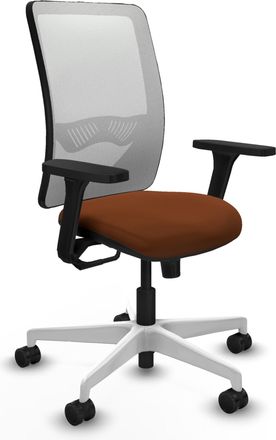 Piqueras y Crespo Drehstuhl mit Rollen Zulema mit 3D-Armen, h&ouml;henverstellbare Lendenwirbelst&uuml;tze, ausgestattet mit Sincro 3-Positionen und Schneideschaum, Wei&szlig;/Braun