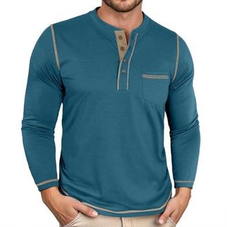 Generic T-shirt pour homme avec coupe ajust&eacute;e, t-shirt basique d&eacute;contract&eacute; avec poche de poitrine, haut confortable &agrave; col rond pour une utilisation quotidienn