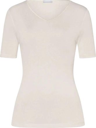 Hanro Seiden T-Shirt - Blasses Creme - - Tops - Damen - Wei&szlig; - S