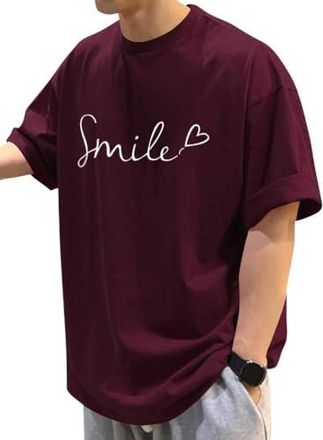 TOMWELL Oversize T-Shirt pour Homme Manche Courte à col Rond Été Hauts Manches Courtes Basique Couleur Solide Sweatshirt Top Basic Tee Shirt Col Rond Vintage 