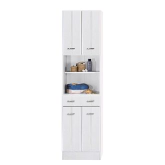 Casa home24 Hochschrank Lund 50 x 190 x 34cm Wei&szlig; Wei&szlig; - 4-t&uuml;rig