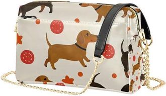 Mnsruu Sacs à bandoulière en cuir pour femme, motif teckel à pois