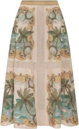 Farm Rio Farm Rio, Femme, Jupes, Multicolore, Taille: 38 FR Sand Royal Sea Crochet Midi Skirt