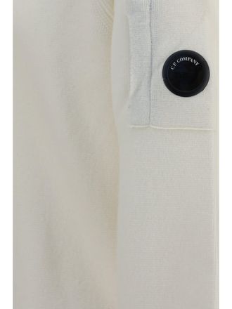 C.P. Company Merino Wool Hooded Sweater - White