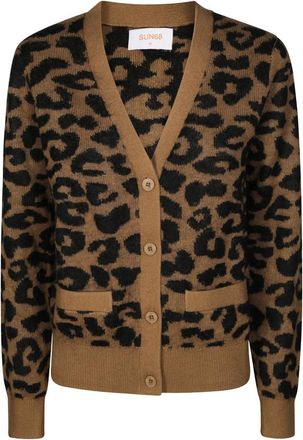 Sun 68 Femme, Pulls, Brun, Taille: 40 FR Cardigan Animalier