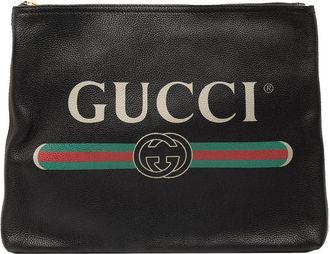 Gucci Clutches - Medium Leather Logo Portfolio Clutch - Gr. unisize - in Schwarz - f&uuml;r Damen