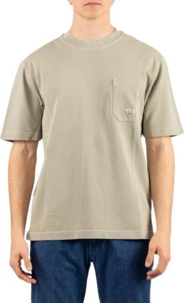 C.P. Company C.p. Company, Homme, Tops, Vert, Taille: M T-shirt &agrave; Manches Courtes Teint en Pi&egrave;ce Piquet 24/1
