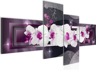 Runa Art Wandbilder Set XXL Blumen OrchideeWohnzimmer Schlafzimmer Violett Lila 4 Teilig - Made in Germany - 206445b