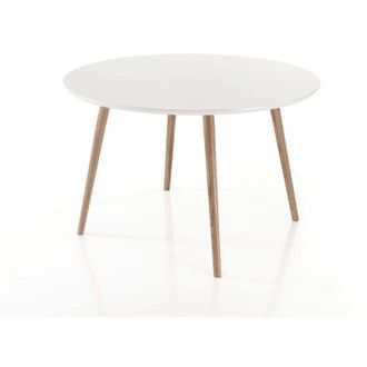 Oresteluchetta Ausziehbarer runder Tisch, wei&szlig; mit Eichenbeinen, Soft Wood