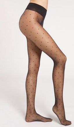 Calzedonia Transparente Strumpfhose Mit Tupfen Schwarz