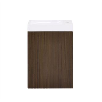 SoBuy Wandmontiertes M&ouml;bel mit Waschbecken, Platzersparnis, Badezimmerarmoire mit Waschbecken, Soft-Close-T&uuml;r, Badezimmerm&ouml;bel mit Waschtisch