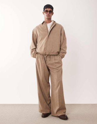 Asos Ensemble ample habill&eacute; avec taille &eacute;lastique - Beige-Neutre